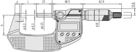 Mikrometr cyfrowy 0-25/0,001mm; dokładność ±0,001mm; skok 0,5mm; 293 ...